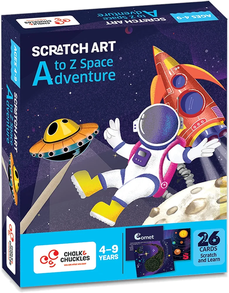 Chalk and Chuckles A to Z Space Adventure, Scratch Art Craft – Cocoland